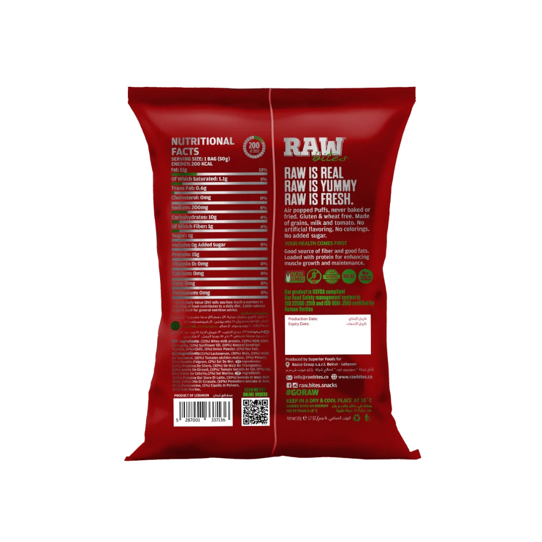 Raw Bites Sundried Tomato & Chili Protein Puffs – Healthy 961